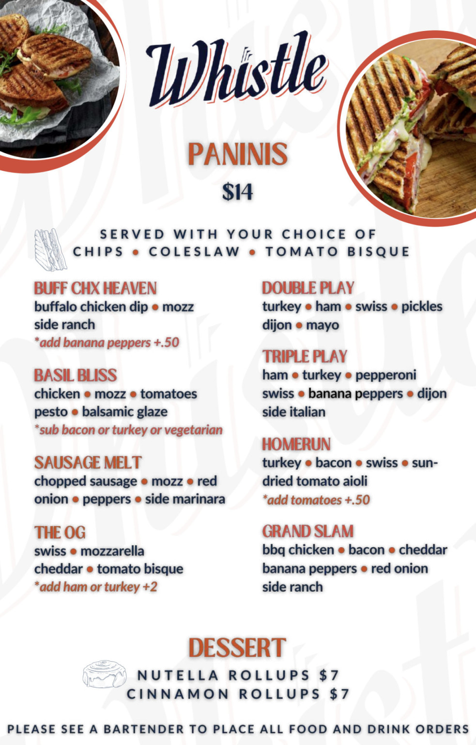 Menu - Whistle Taproom & Venue